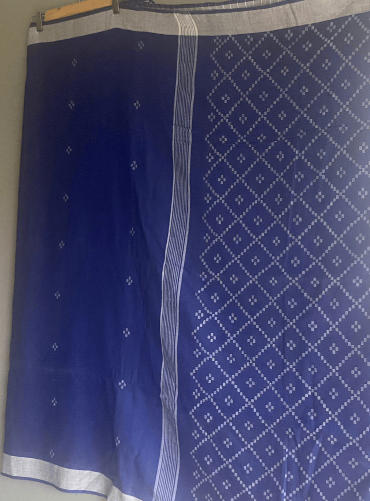 Navy Blue Jamdani Cotton Elegant Saree | Classic Handloom Cotton Saree ...